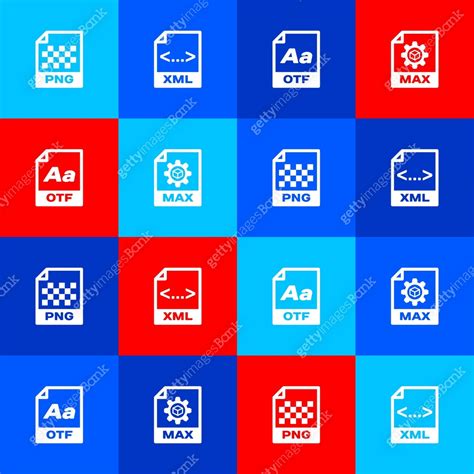 Set Png File Document Xml Otf And Max Icon Vector 이미지 1316330191