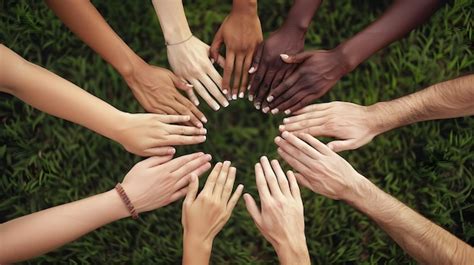 Premium Photo Diverse Hands Forming Collaborative Circle Symbolizing Teamwork And Mutual Support