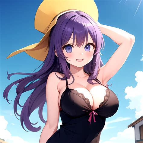 Yumi Senran Kagura 1girl Blue Eyes Breasts Cleavage Large Breasts