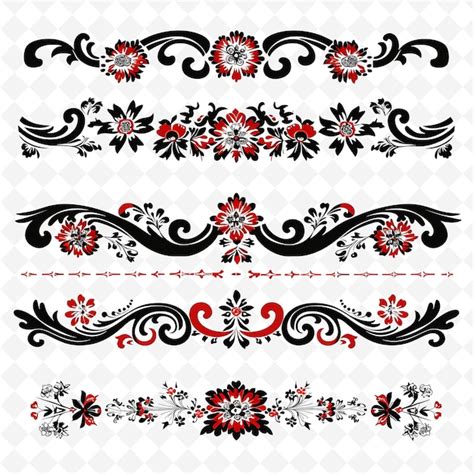 Norwegian Rosemaling Borderlines Design With Floral And Scro Png Unique