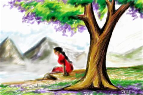 Girl Under The Tree Cartoonist ARiF