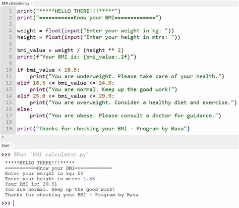 R Bavadharani On Linkedin Day14 Pythonlearning Bmicalculator If