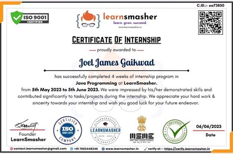 Joel Gaikwad On Linkedin Intern Java