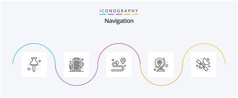 Navigation Line 5 Icon Pack Including Space Gps Route Map Gps