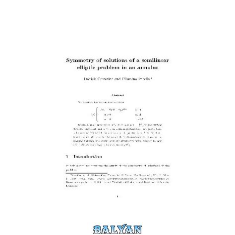 تقارن راه حل های یک مسئله بیضوی نیمه خطی در یک حلقه وبلاگ کتابخانه دیجیتال بلیان
