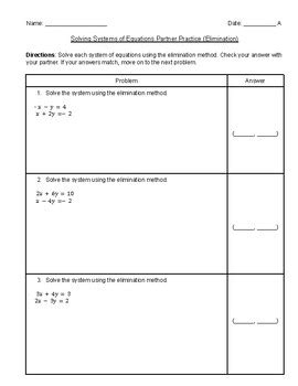 Solving Systems Of Equations Using The Elimination Method By Math And Middle