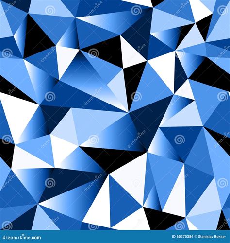 Abstract Blue Gradient Geometric Rumpled Triangular Seamless Background Stock Illustration