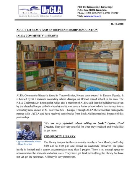 Library Visit October 2020 Alea Pdf