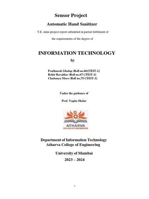 Sensor Final Report 01 Pdf Arduino Hand Washing