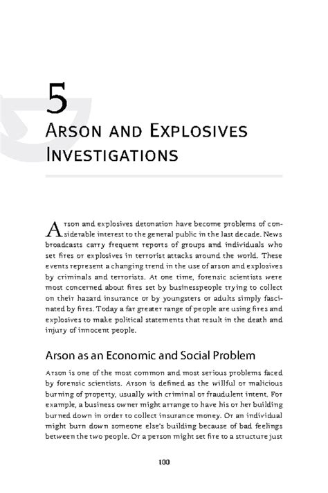 Forensic Chemistry Arson And Explosives 100 5 Arson And Explosives Investigations A Rson And