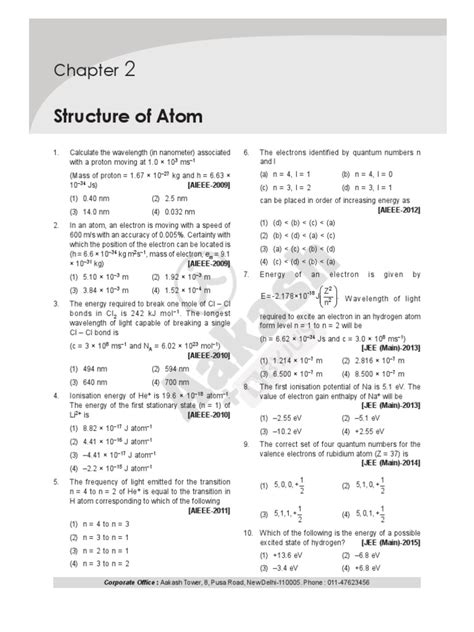 C Ch 2 Structure Of Atom Pdf Atomic Orbital Electron