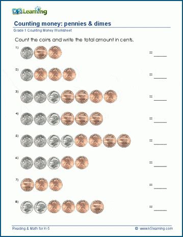 Counting Money Worksheets 1st Grade