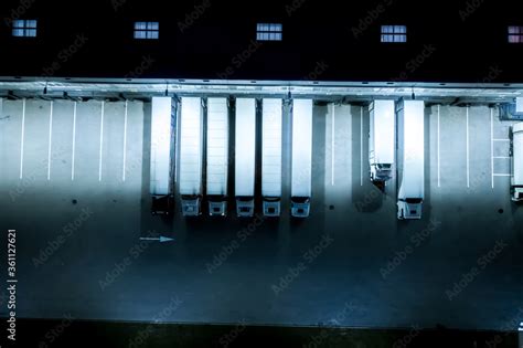 Night Loading Dock At A Warehouse Modern Logistics Center Docking Stations Of A Distribution