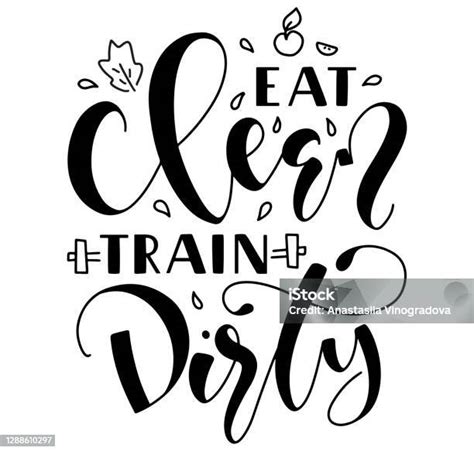 흰색 배경에 고립 된 벡터 일러스트 낙서 요소와 깨끗한 기차 더러운 검은 손으로 쓴 서예를 먹는다 더러운에 대한 스톡 벡터 아트