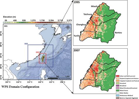 Three Nested Model Domains Used In The Wrf Simulation With The
