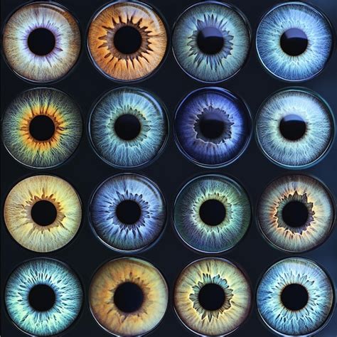 A Diverse Set Of Iris Patterns Displayed On A Computer Screen For