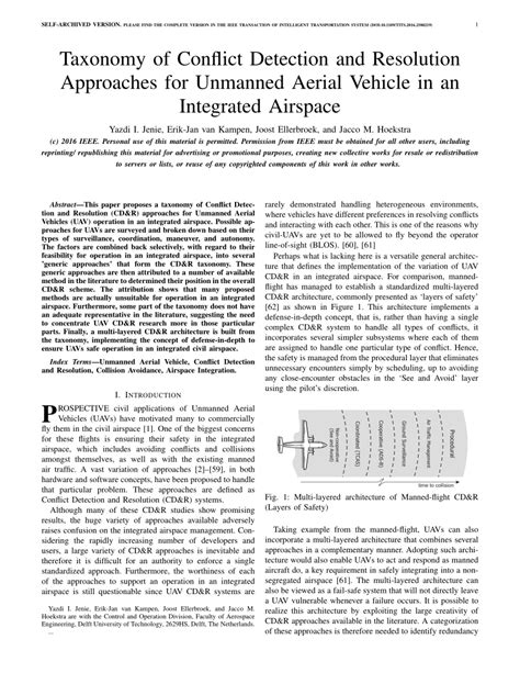 Pdf Taxonomy Of Conflict Detection And Resolution Approaches For Unmanned Aerial Vehicle In An