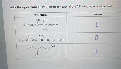 Solved Write The Systematic Iupac ﻿name For Each Of The