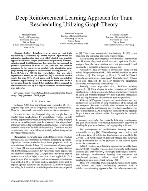 Pdf Deep Reinforcement Learning Approach For Train Rescheduling Utilizing Graph Theory