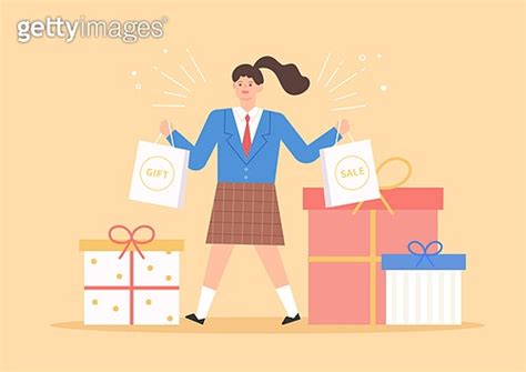 대학수학능력시험 시험 수험생 교복 학생 축하이벤트 사건 여학생 쇼핑백 선물 인조물건 선물상자 이미지 Jv11188907 게티이미지뱅크