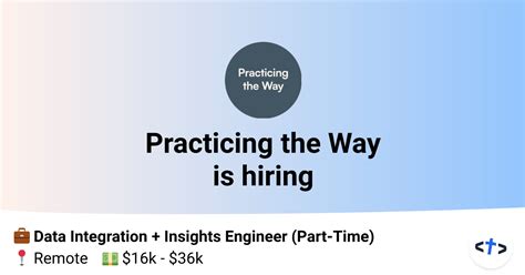 Data Integration Insights Engineer Part Time At Practicing The Way