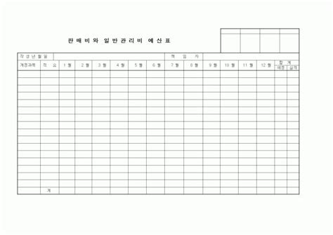 세무 회계 판매비와 일반관리비 예산표