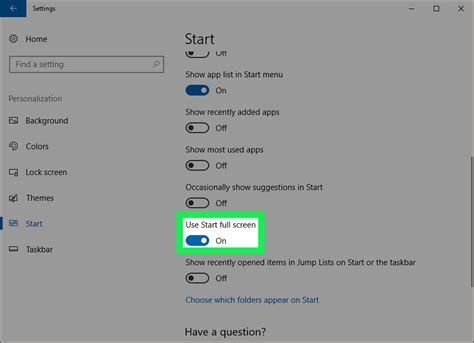 How To Enable Full Screen Start Menu On Windows Steps