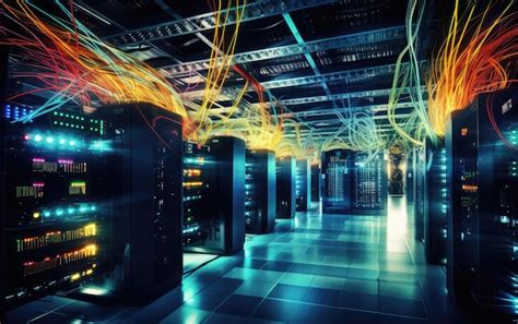 Premium Ai Image Data Flow Central Server Room Hub