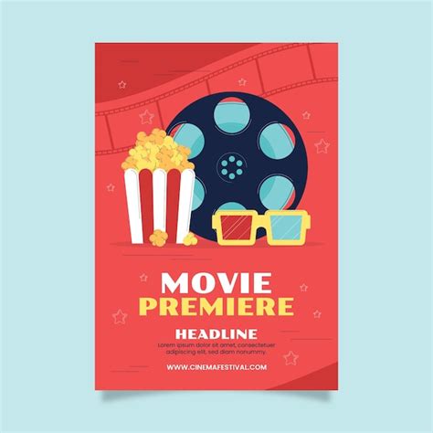 손으로 그린 영화제 포스터 템플릿 무료 벡터