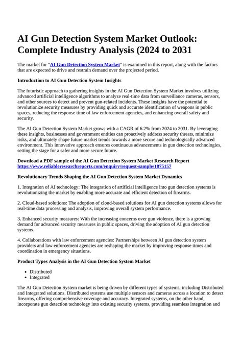 Reportprime AI Gun Detection System Market Outlook Complete Industry Analysis To