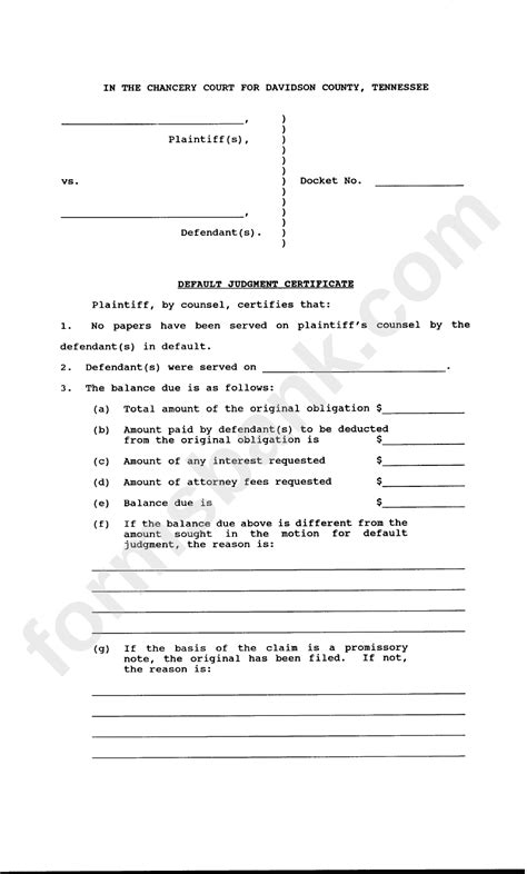 Default Judgement Template Default Judgement Template