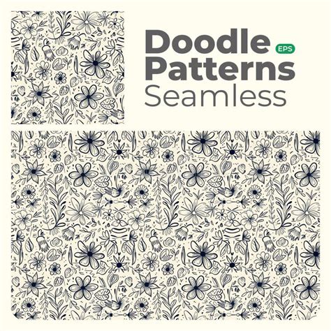 Doodle Flower Patterns Seamless Eps Stock Illustration Illustration