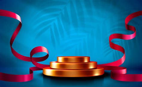 추상 장면 배경입니다 색종이와 리본실린더 포디움 배경 제품 프리젠 테이션 모의 화장품 연단 무대 받침대 또는 플랫폼을 표시합니다 벡터 3차원 형태에 대한 스톡 벡터 아트 및