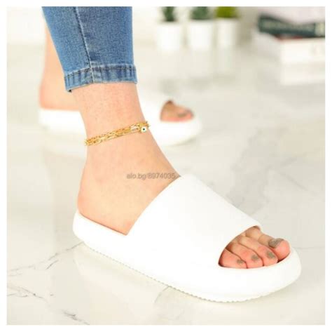 Бели летни чехли Eu 38 Джапанки Дамски Бял Обувки Бургас Дамски бели летни чехли мат