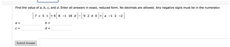 Solved Find The Value Of A B C And D Enter All Answers In Chegg Com