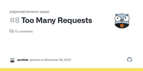 Too Many Requests · Issue 8 · Jorgerosalamazon Paapi · Github