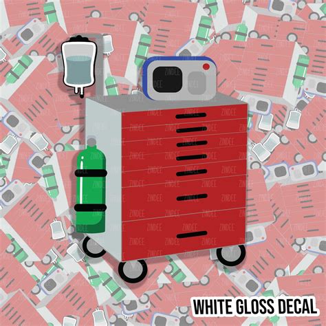 Crash Cart Kiss Cut Decal Inch WHITE GLOSS Zindee Com