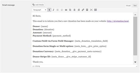 Meta Email Tags Givewp