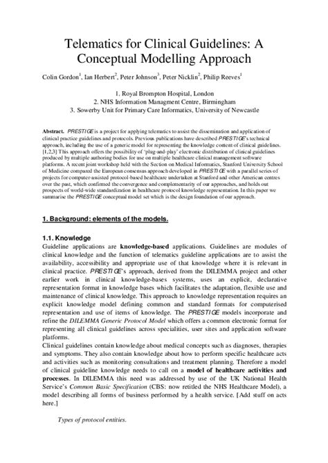 Pdf Telematics For Clinical Guidelines A Conceptual Modelling Approach