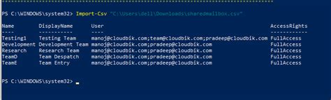 bulk create shared mailbox office 365 with powershell
