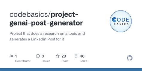 Github Codebasicsproject Genai Post Generator Project That Does A Research On A Topic And