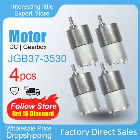 4pcs Jgb37 3530 Dc 12v Motor Metal Gear Box 7rpm 1600rpm Gearmotor Motop High Torque Eccentric