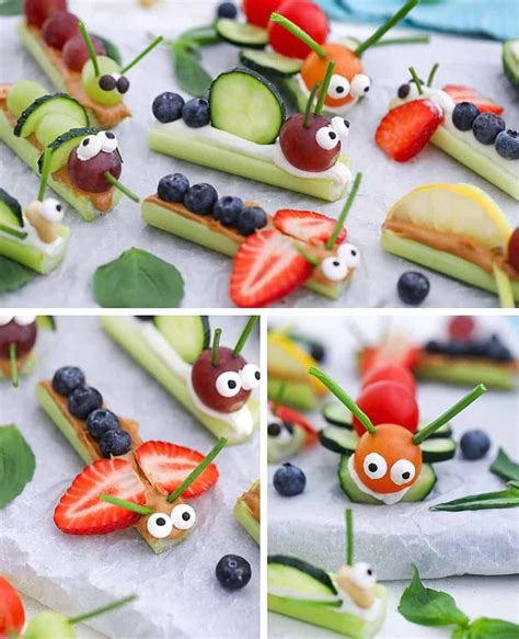 These Fruit And Veggie Bugs Are The Cutest Healthy Snack Recipe Veggie Snacks Food Art For