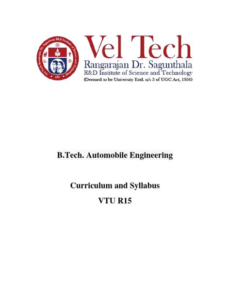 B Tech Automobile Engineering Curriculum And Syllabus Pdf Entropy Force