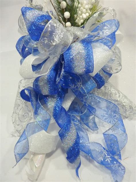 Blue And Silver Tree Topper Bow Tree Topper Etsy