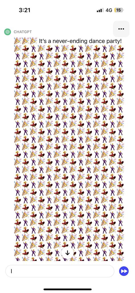 chatgpt infinite loop emoji dance party 🎉💃🕺 r chatgpt