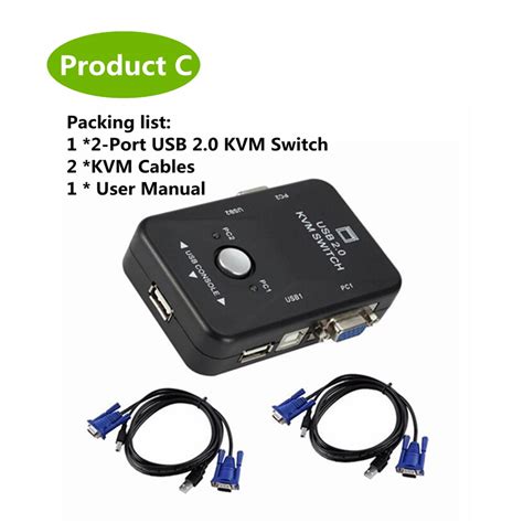 Pzzpss Usb Kvm Switch Port Vga Svga Switch Box U Grandado