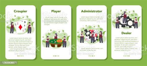 크루피어 모바일 응용 프로그램 배너 세트 룰렛 근처 카지노의 딜러 개체 그룹에 대한 스톡 벡터 아트 및 기타 이미지 개체 그룹 남자 놀기 Istock