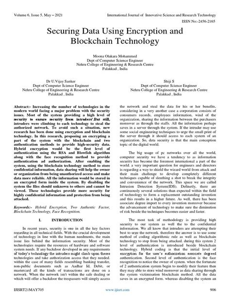 Securing Data Using Encryption And Blockchain Technology Pdf