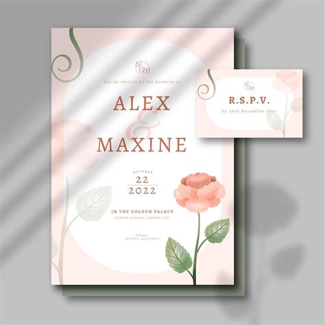 손으로 그린 미니멀 청첩장 무료 벡터